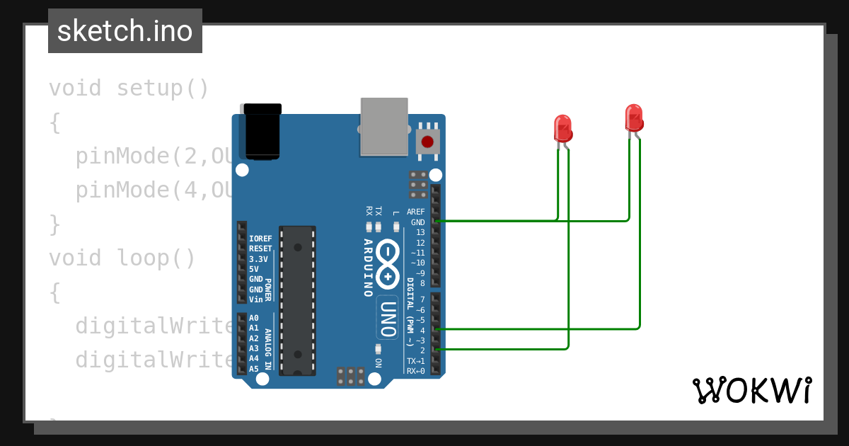 Two Leb Blink Wokwi Esp32 Stm32 Arduino Simulator 6921