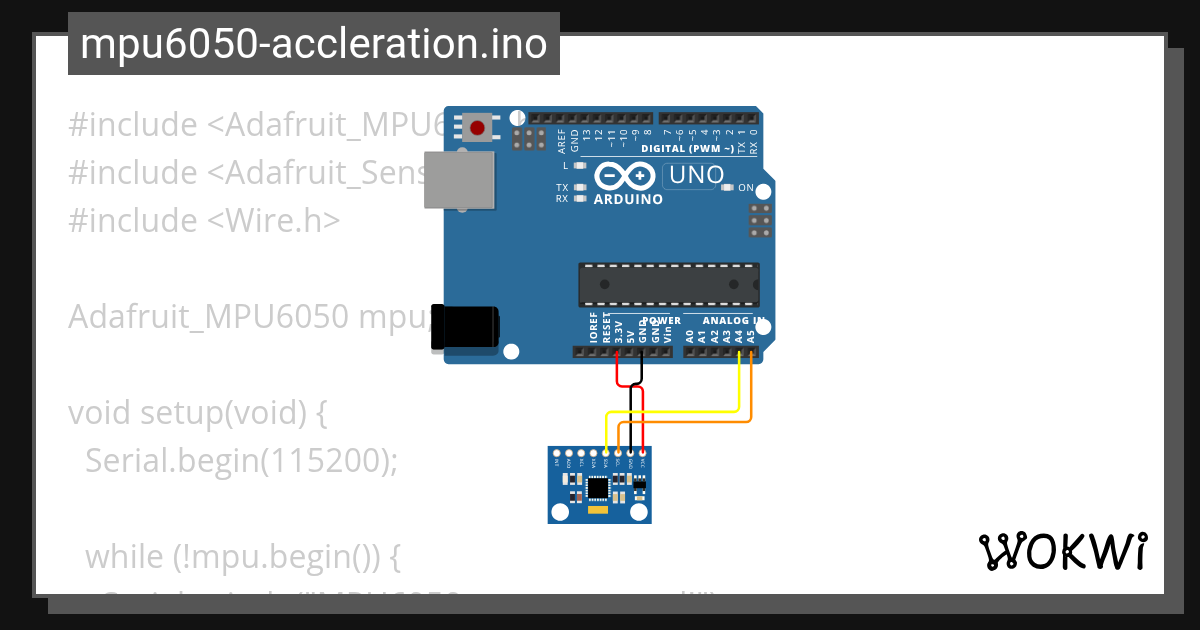 mpu6050 - Wokwi ESP32, STM32, Arduino Simulator