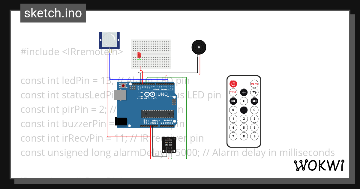alarm systeem - Wokwi ESP32, STM32, Arduino Simulator