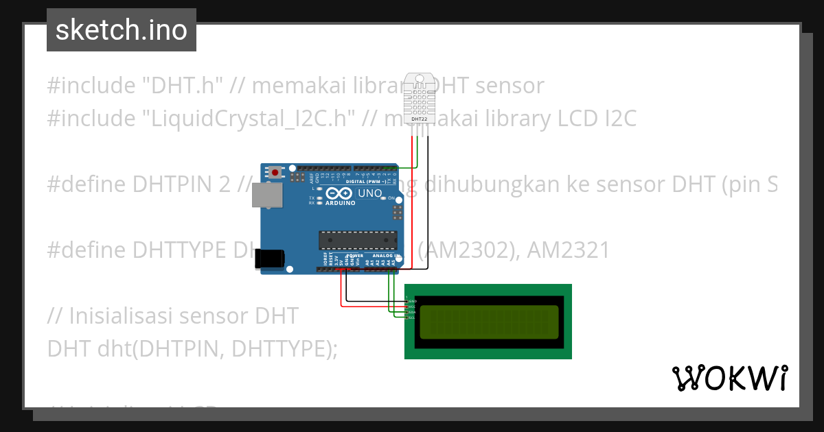 DHT22 + LCD Test - Wokwi ESP32, STM32, Arduino Simulator
