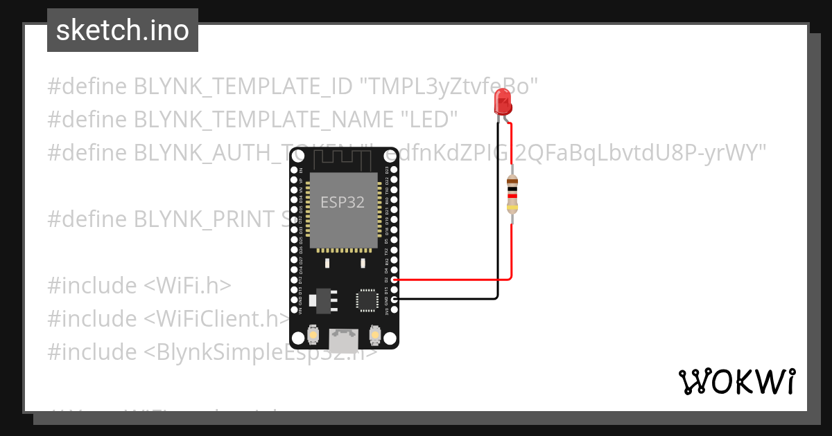 LED Blink with IoT Blynk Copy - Wokwi ESP32, STM32, Arduino Simulator