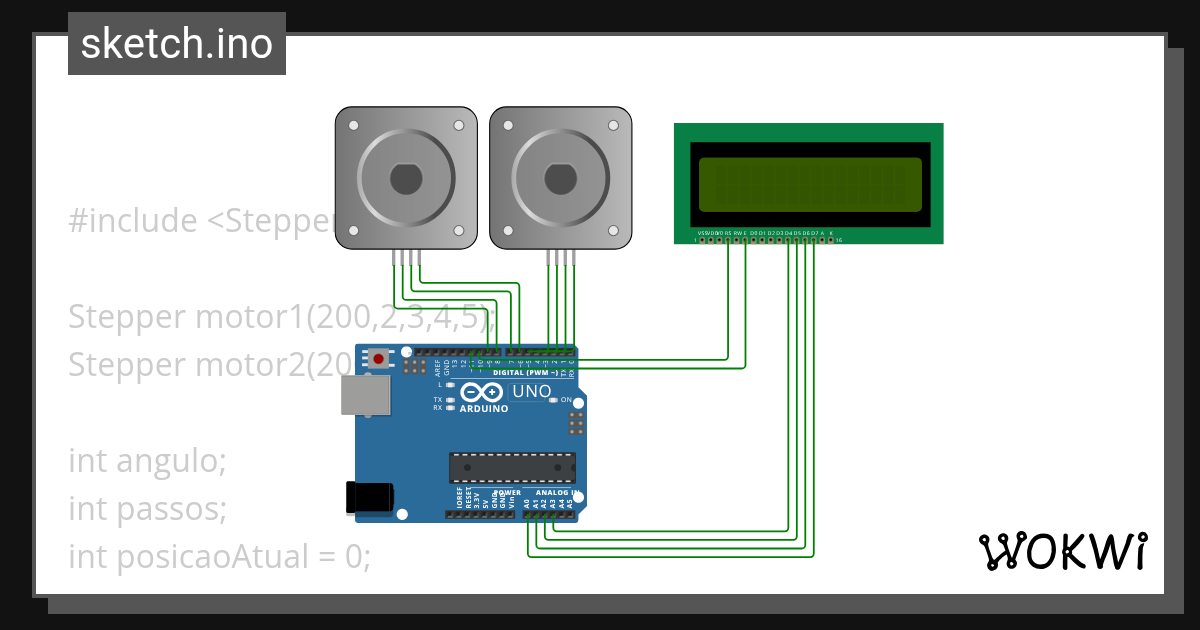 2 Motores de Passo - Wokwi ESP32, STM32, Arduino Simulator