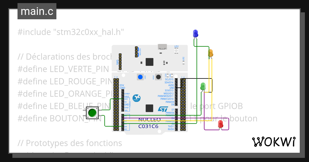 ST Nucleo - TD GPIO Exercice1 - Wokwi ESP32, STM32, Arduino Simulator