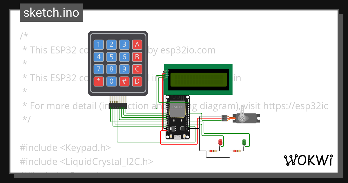 Teclado com LCD 16x2 com senha Copy - Wokwi ESP32, STM32, Arduino Simulator