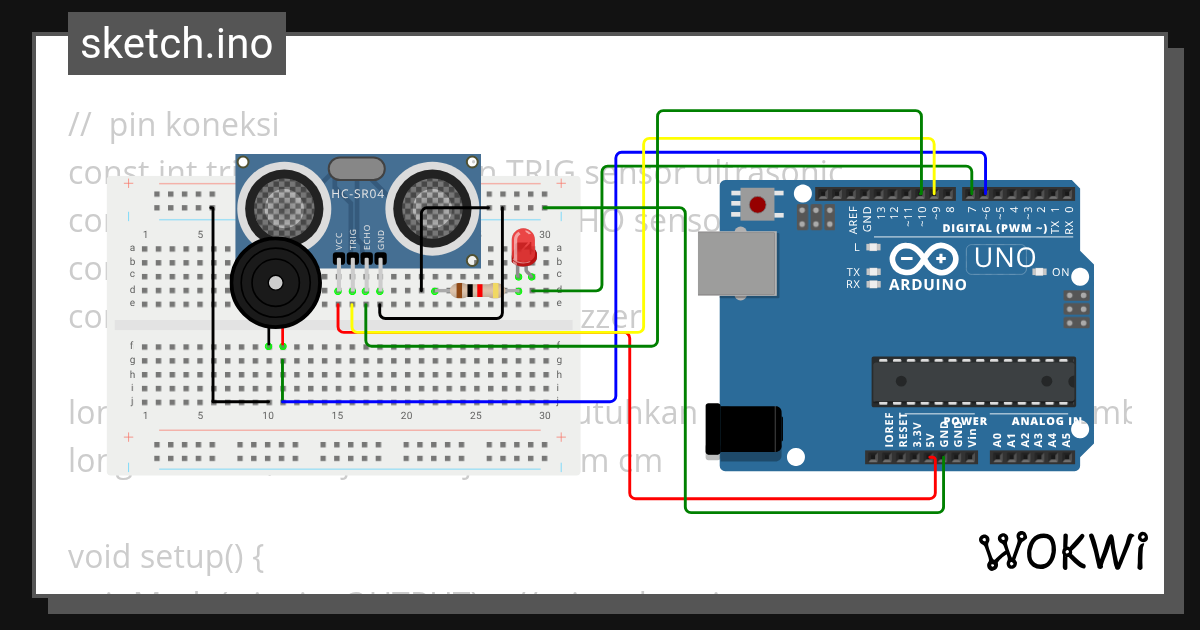 sensor jarak - Wokwi ESP32, STM32, Arduino Simulator