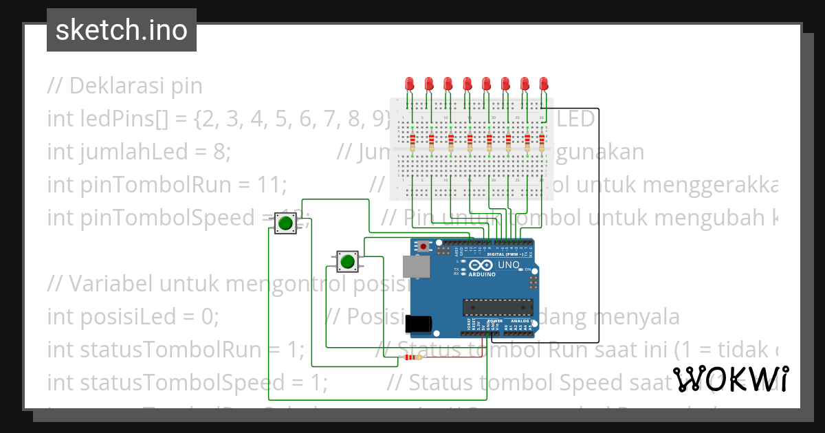 Running LED with Function - Wokwi ESP32, STM32, Arduino Simulator