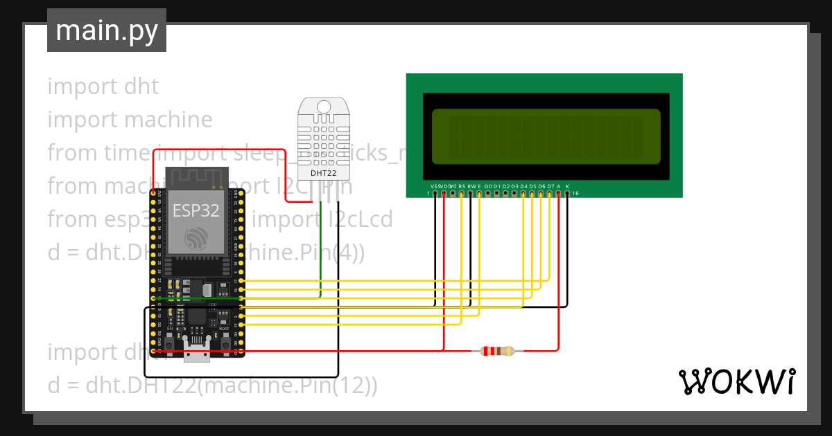Измеритель температуры и влажности Wokwi Esp32 Stm32 Arduino Simulator 6220