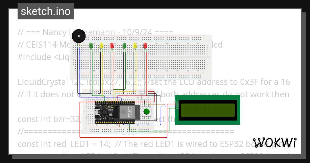 Module 6 - Nancy Lennemann - Wokwi ESP32, STM32, Arduino Simulator