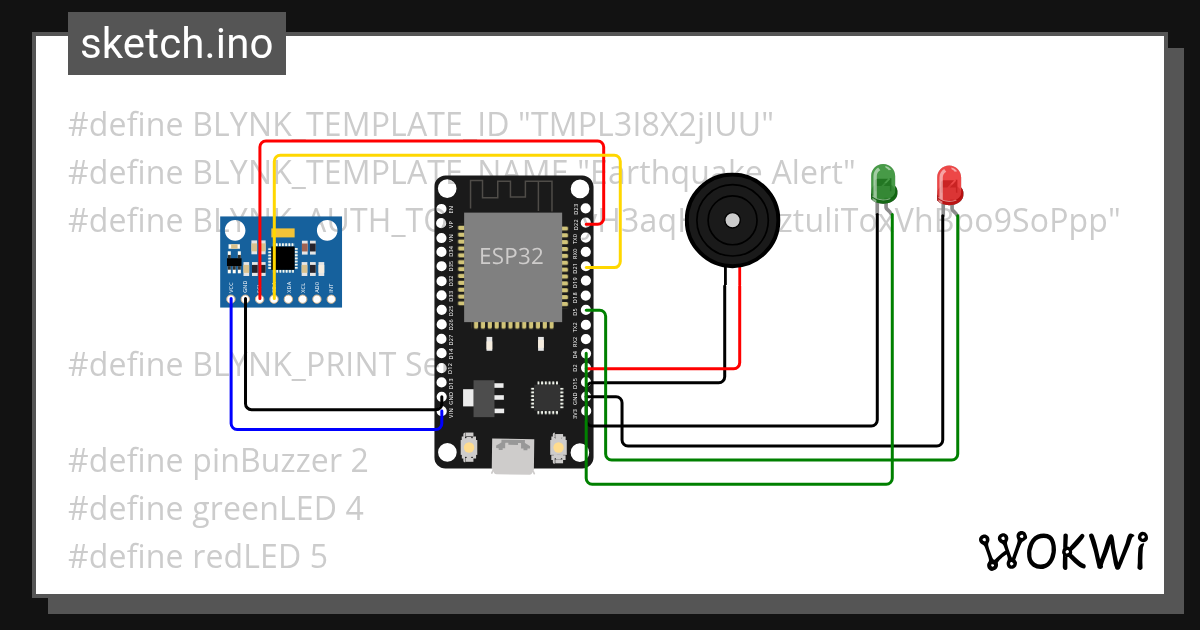 earthquake detector - Wokwi ESP32, STM32, Arduino Simulator