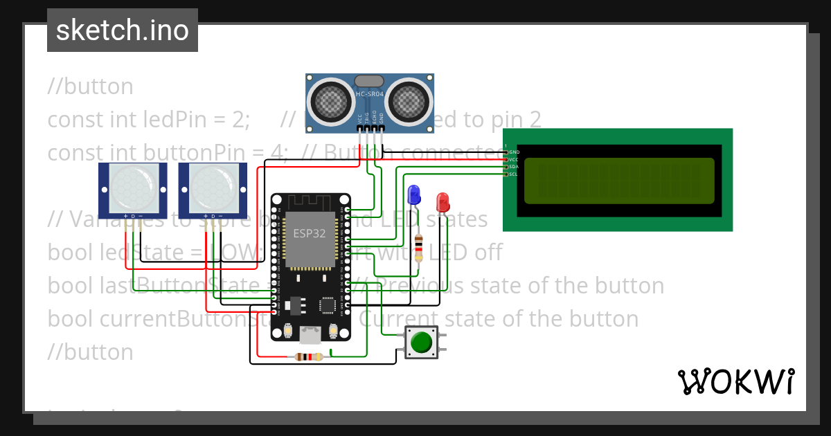 ultrasonic and pir - Wokwi ESP32, STM32, Arduino Simulator