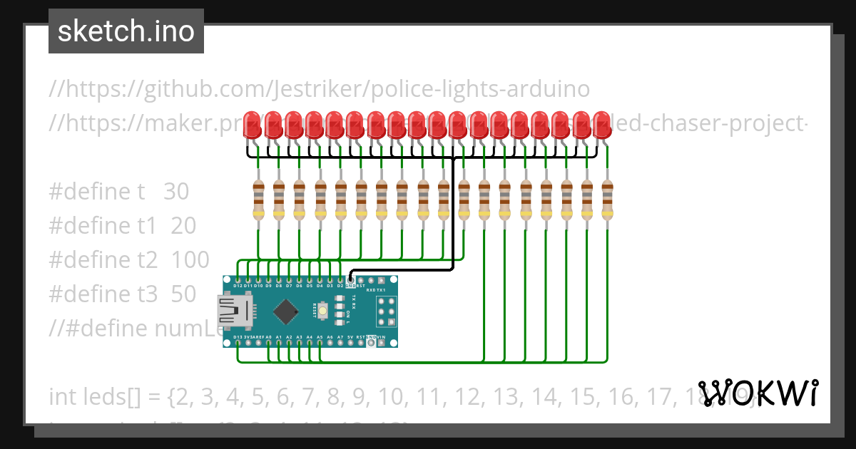 Arduino_20-LEDS_Chaser - Wokwi ESP32, STM32, Arduino Simulator
