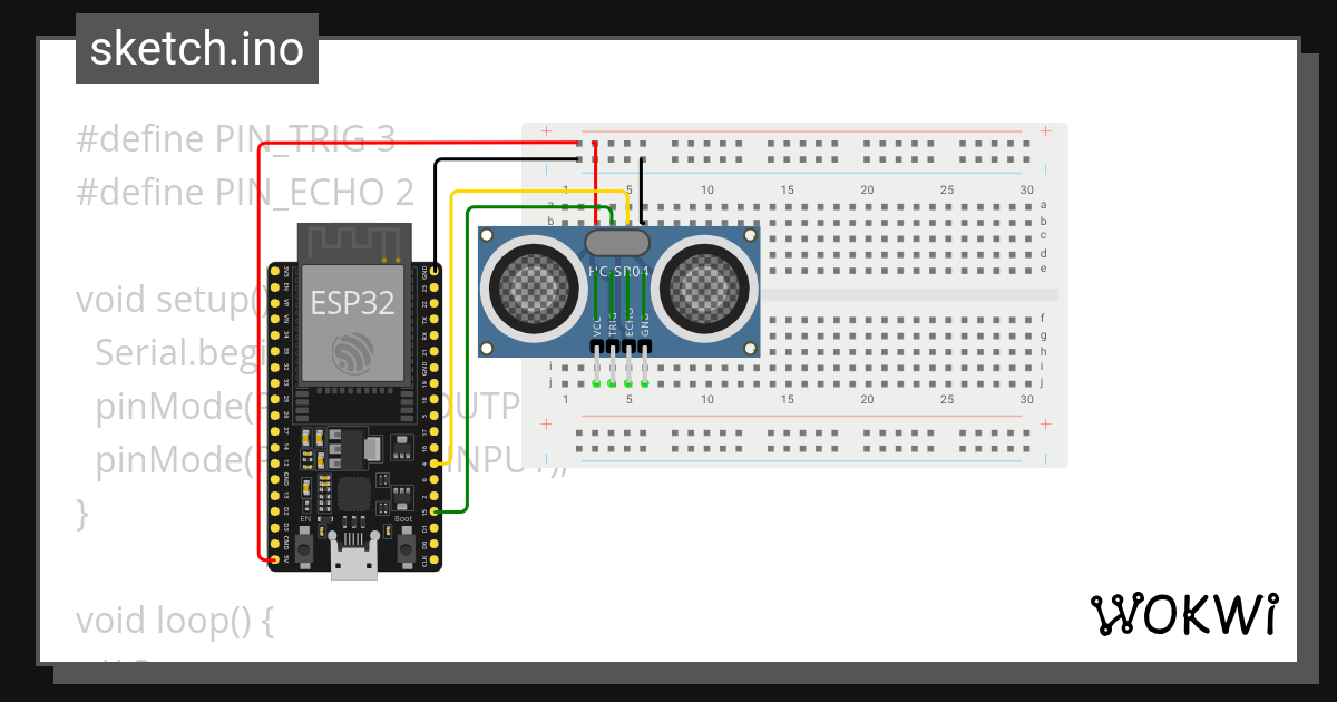 HCSR04 arduino - Wokwi ESP32, STM32, Arduino Simulator