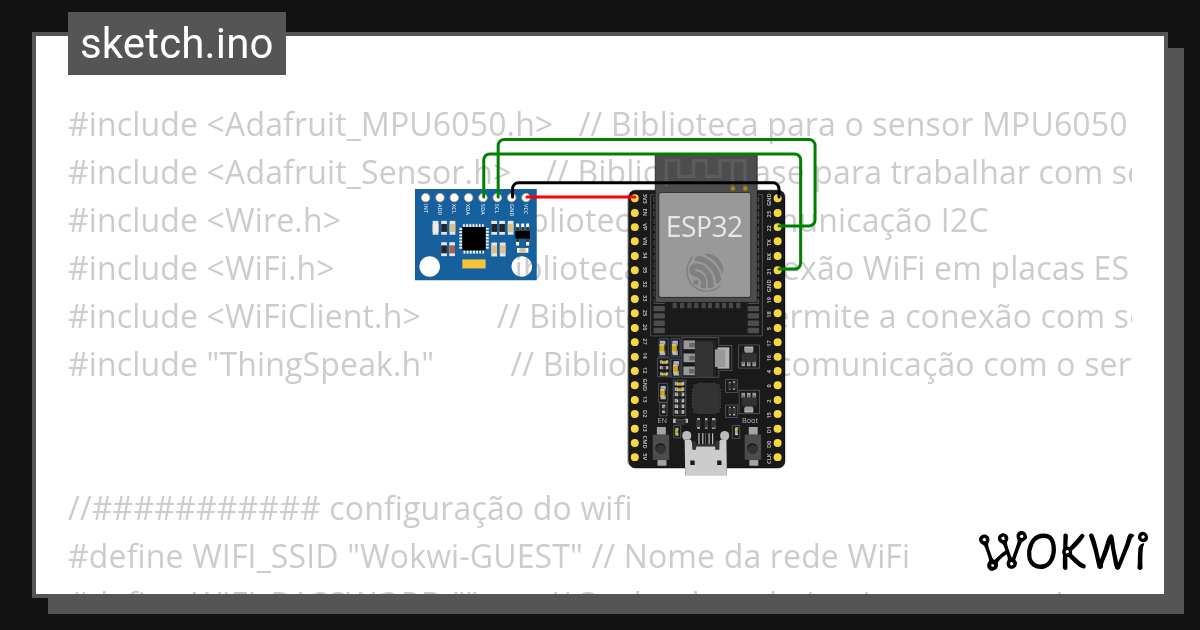 Giroscópio - Wokwi ESP32, STM32, Arduino Simulator