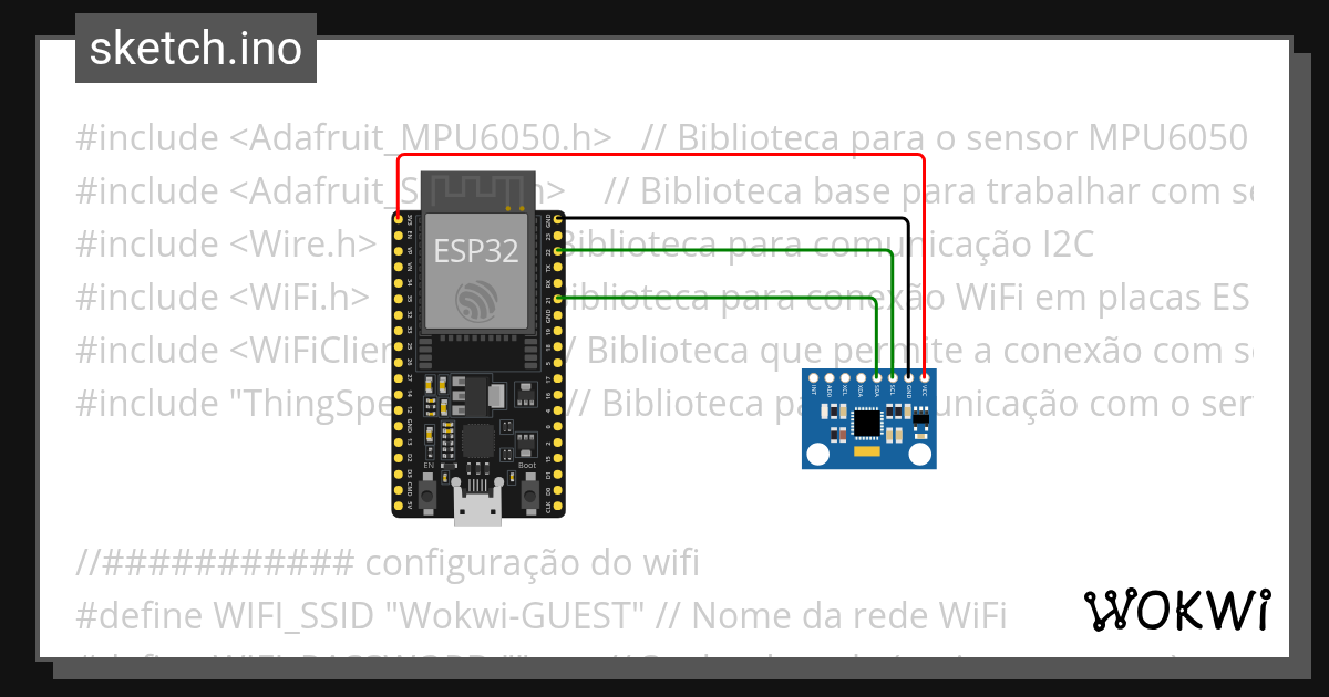 MPU6050 - Wokwi ESP32, STM32, Arduino Simulator