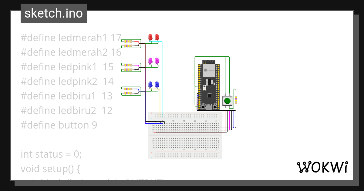 6lampu saklar - Wokwi ESP32, STM32, Arduino Simulator