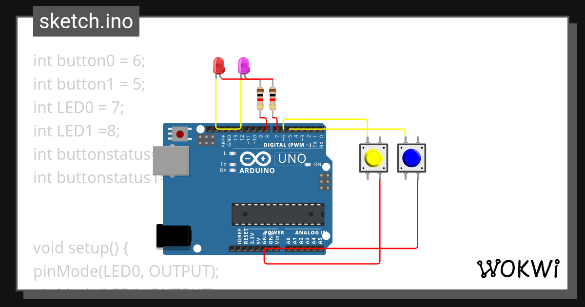 If Else 2 Led 2 Button Wokwi Esp32 Stm32 Arduino Simulator 