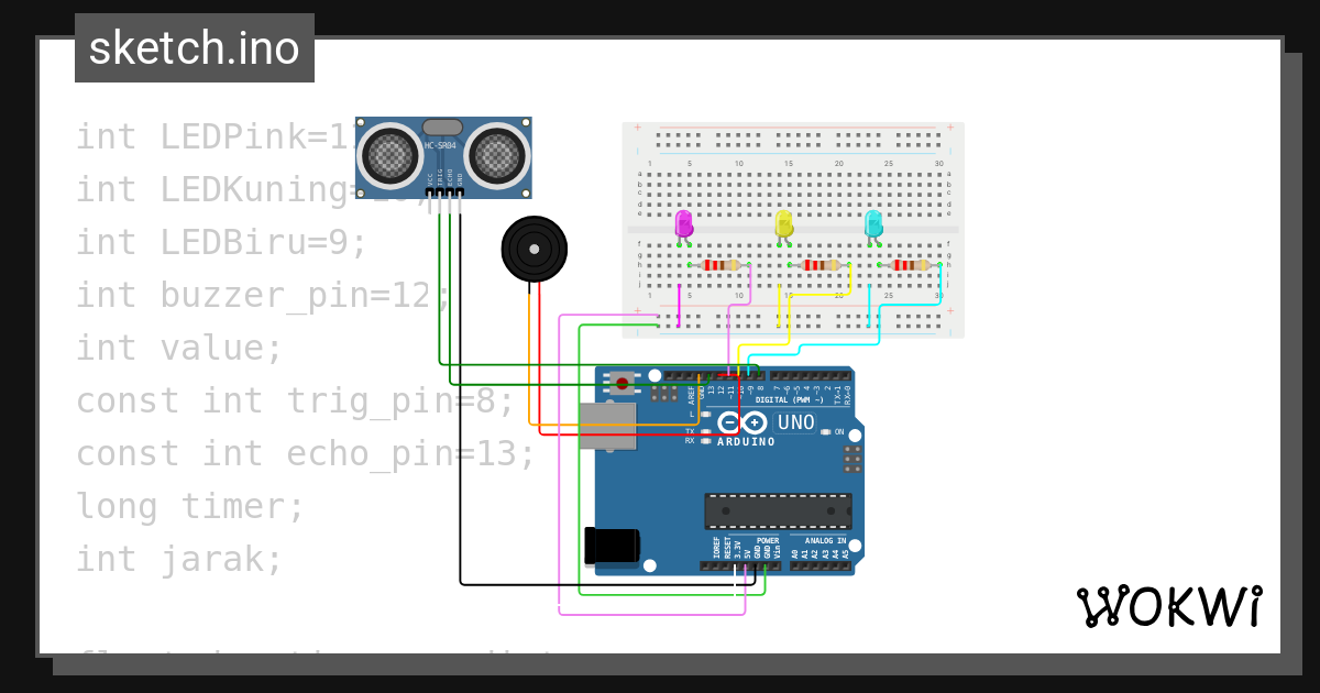 Latihan 8 Nada Buzzer Ultrasonic Wokwi Esp32 Stm32 Arduino Simulator 6722