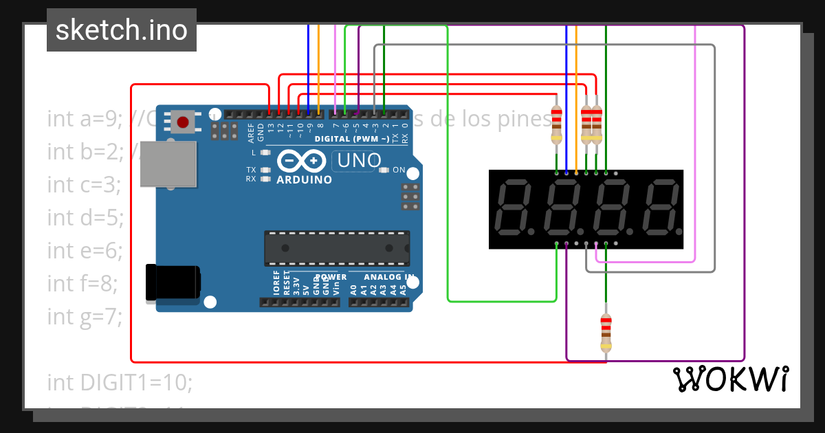 PRACTICA 01H PRACTICA DISPLAY 4 SEGMENTOS 1º BACH - Wokwi ESP32, STM32, Arduino Simulator