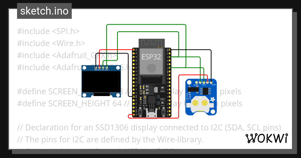 jfmateos_ds1307_oled - Wokwi ESP32, STM32, Arduino Simulator