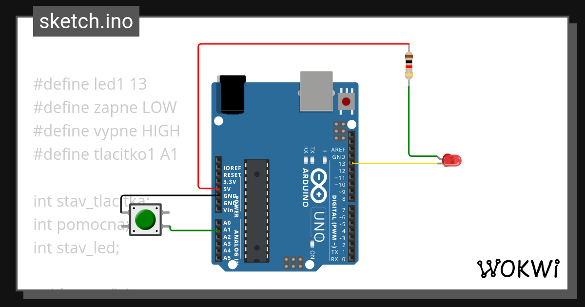 ON/OFF led - Wokwi ESP32, STM32, Arduino Simulator
