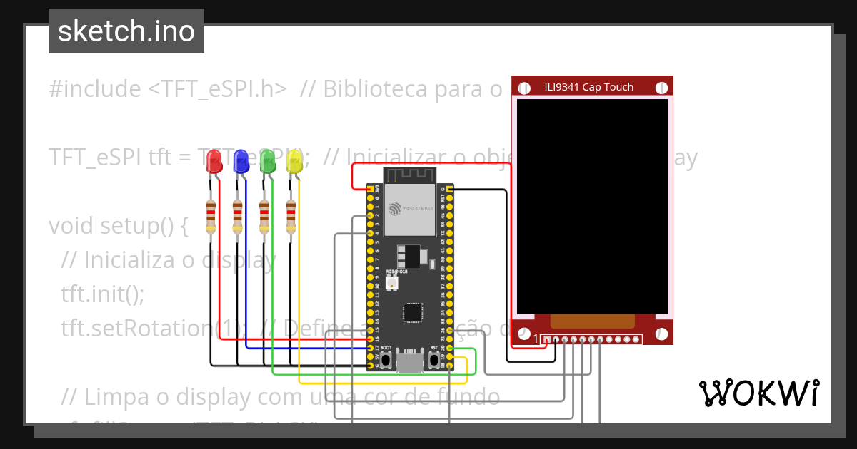 Display LCD Touch - Wokwi ESP32, STM32, Arduino Simulator
