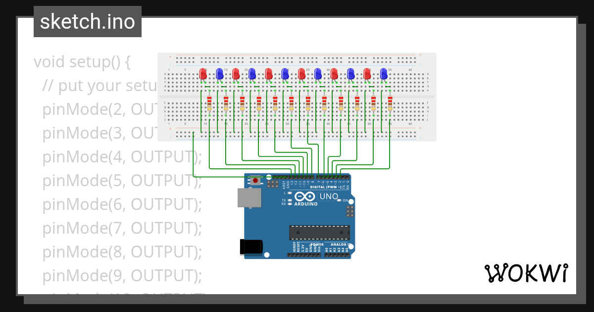 BT3 - DIEU KHIEN 12 LED, 6 LE, 6 CHAN - Wokwi ESP32, STM32, Arduino Simulator