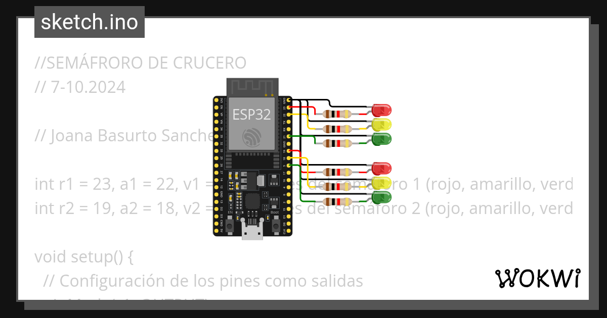 Semáforo de Crucero - Wokwi ESP32, STM32, Arduino Simulator