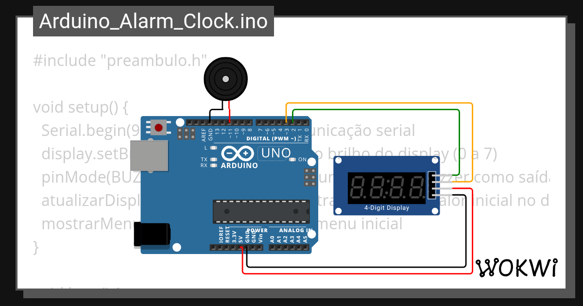 RP Encontro 17 - Arduino Alarm Clock Completo - Wokwi ESP32, STM32, Arduino Simulator