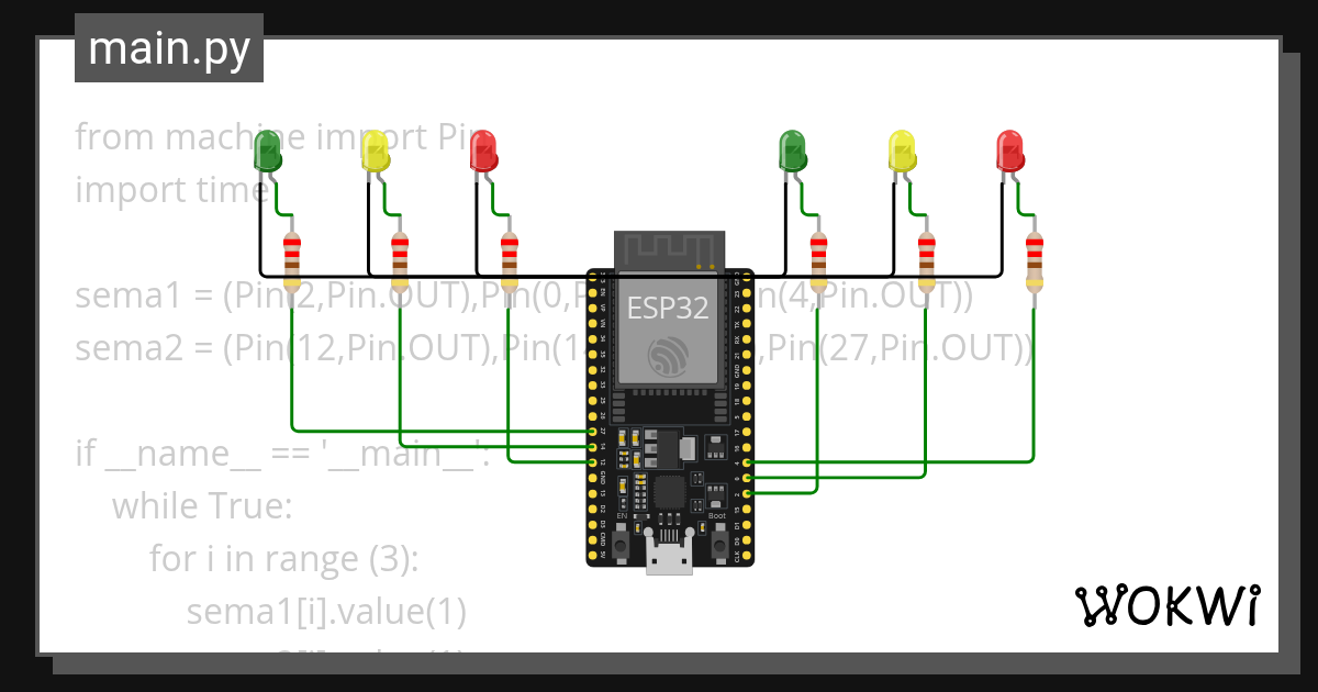 Semaforo Doble Wokwi Esp32 Stm32 Arduino Simulator