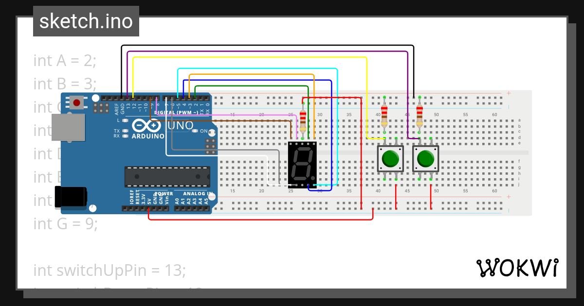 Tugas 2 Seven Segment dengan Push Button Kelompok 6 - Wokwi ESP32, STM32, Arduino Simulator