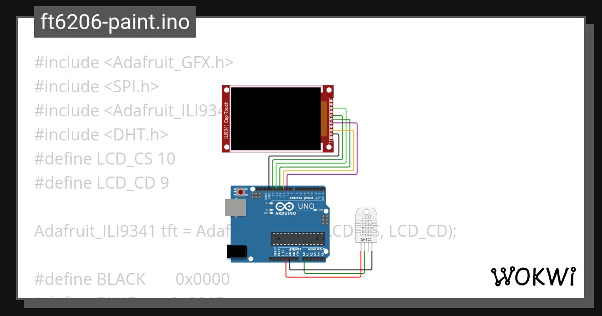 DHT22 with TFT Display - Wokwi ESP32, STM32, Arduino Simulator