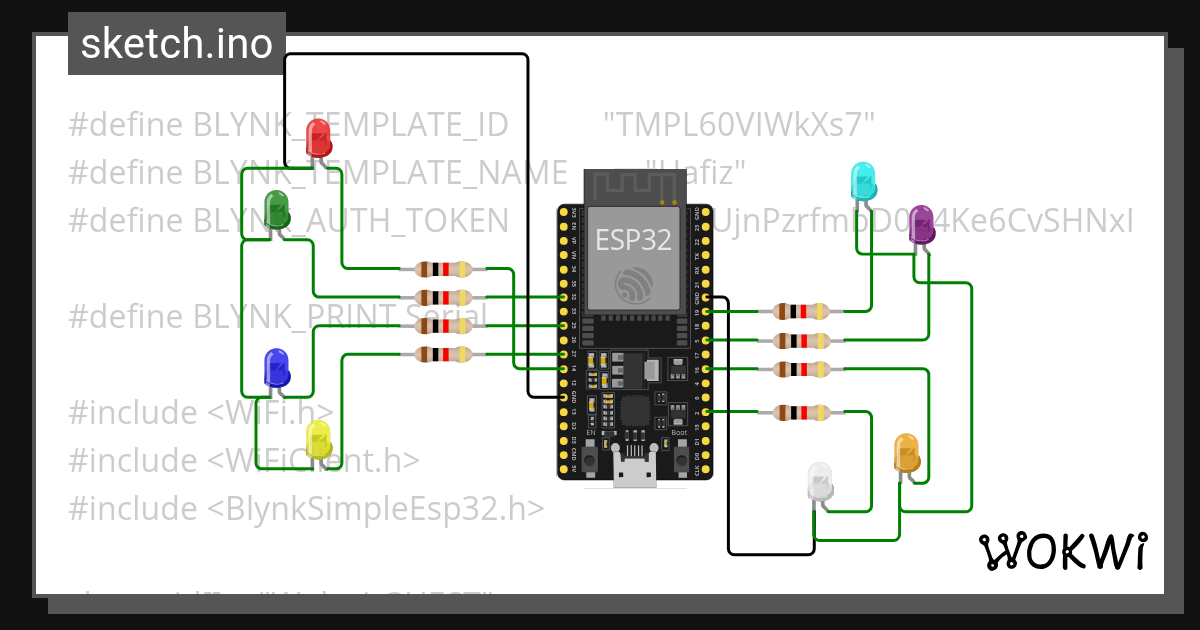 4 SWITH UNTUK 8 LAMPU HAFIZ DAN ELVAN - Wokwi ESP32, STM32, Arduino Simulator