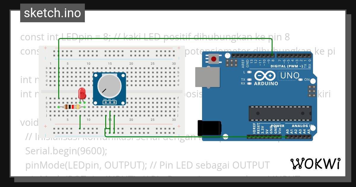 Lampu Potensiometer Wokwi Esp32 Stm32 Arduino Simulator