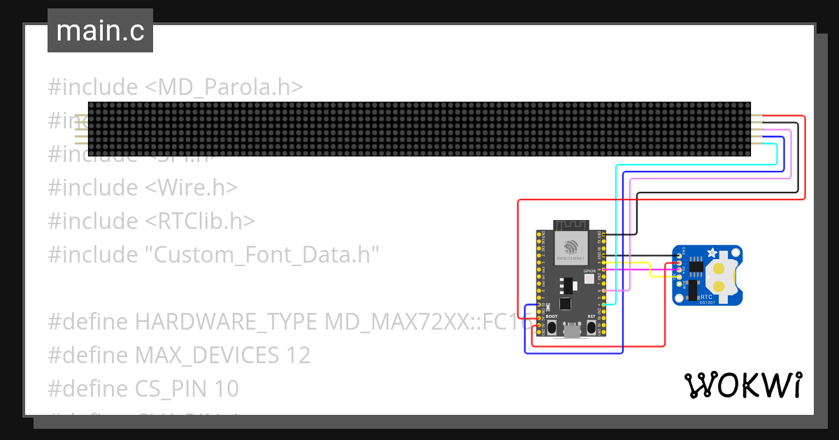 esp32_c3_parola_clock - Wokwi ESP32, STM32, Arduino Simulator