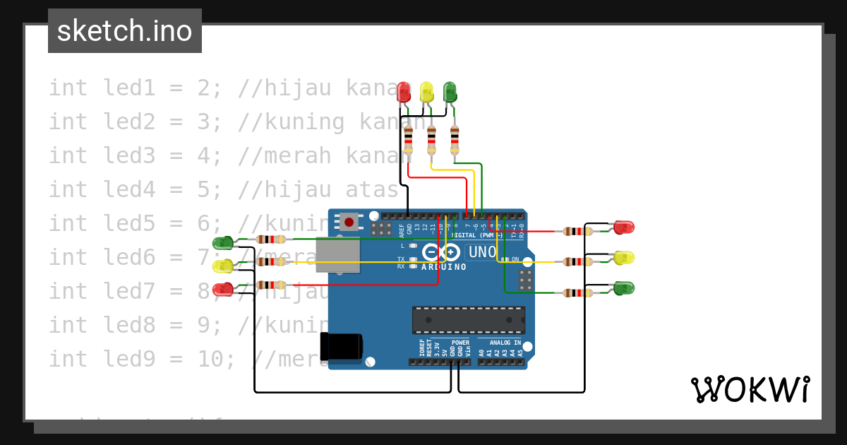 Simulasi Traffic Lamp Wokwi Esp32 Stm32 Arduino Simulator 2822