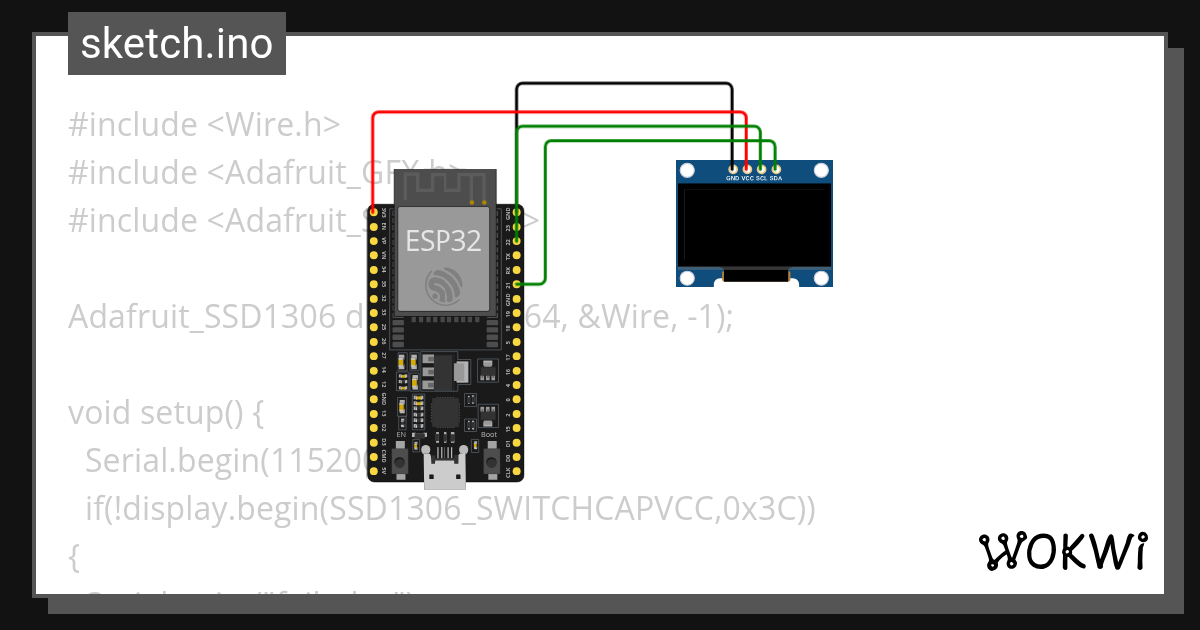 Pantalla Oled - Wokwi ESP32, STM32, Arduino Simulator