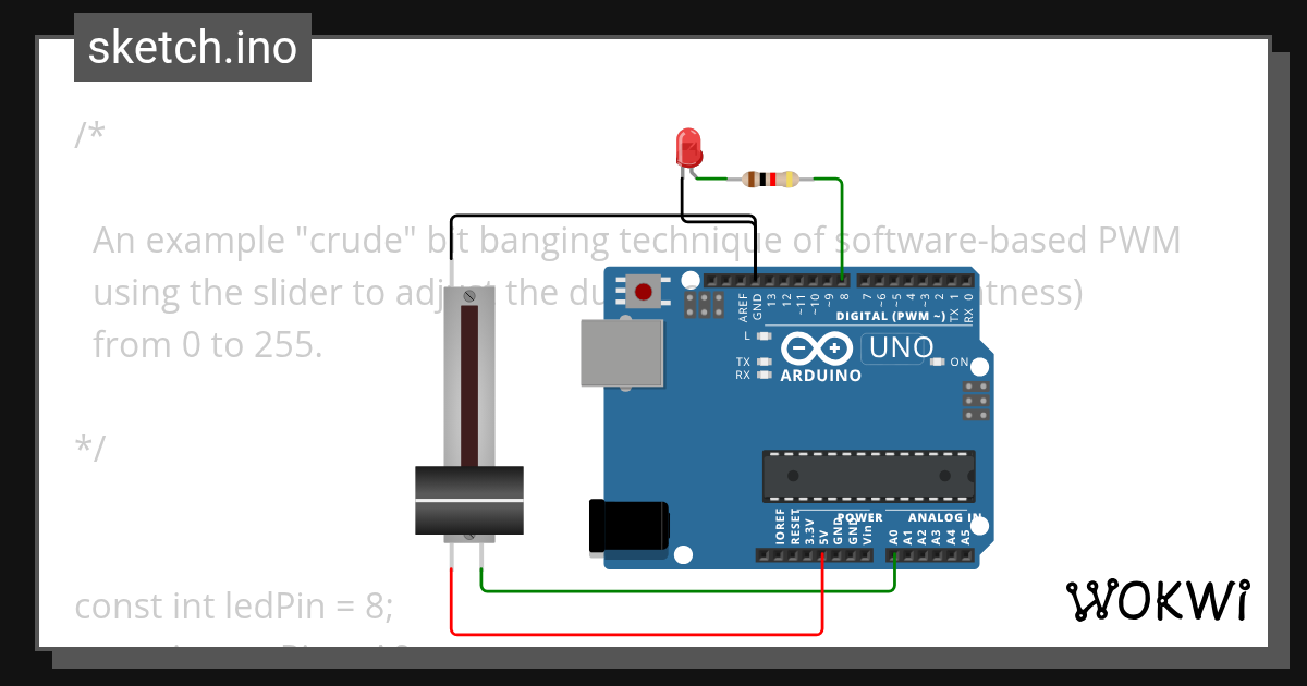 Bitbanging PWM w an Uno - Wokwi ESP32, STM32, Arduino Simulator