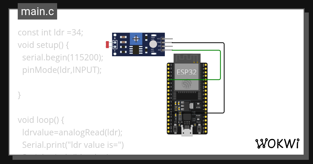 Ldr Wokwi Esp32 Stm32 Arduino Simulator