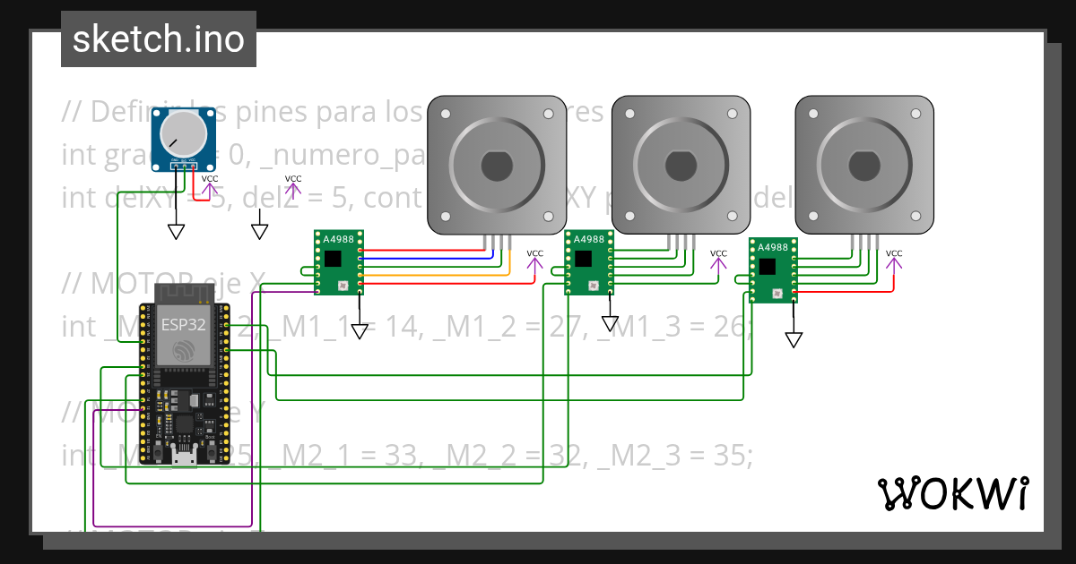 CNC 3 eje - Wokwi ESP32, STM32, Arduino Simulator