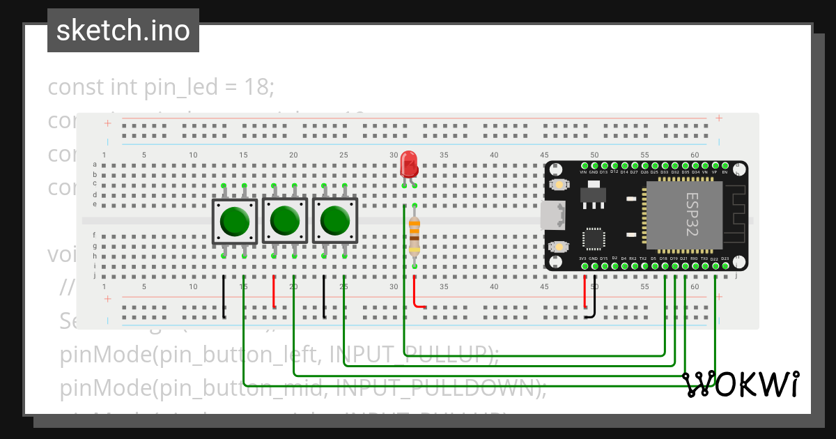 3 buttons arduino - Wokwi ESP32, STM32, Arduino Simulator