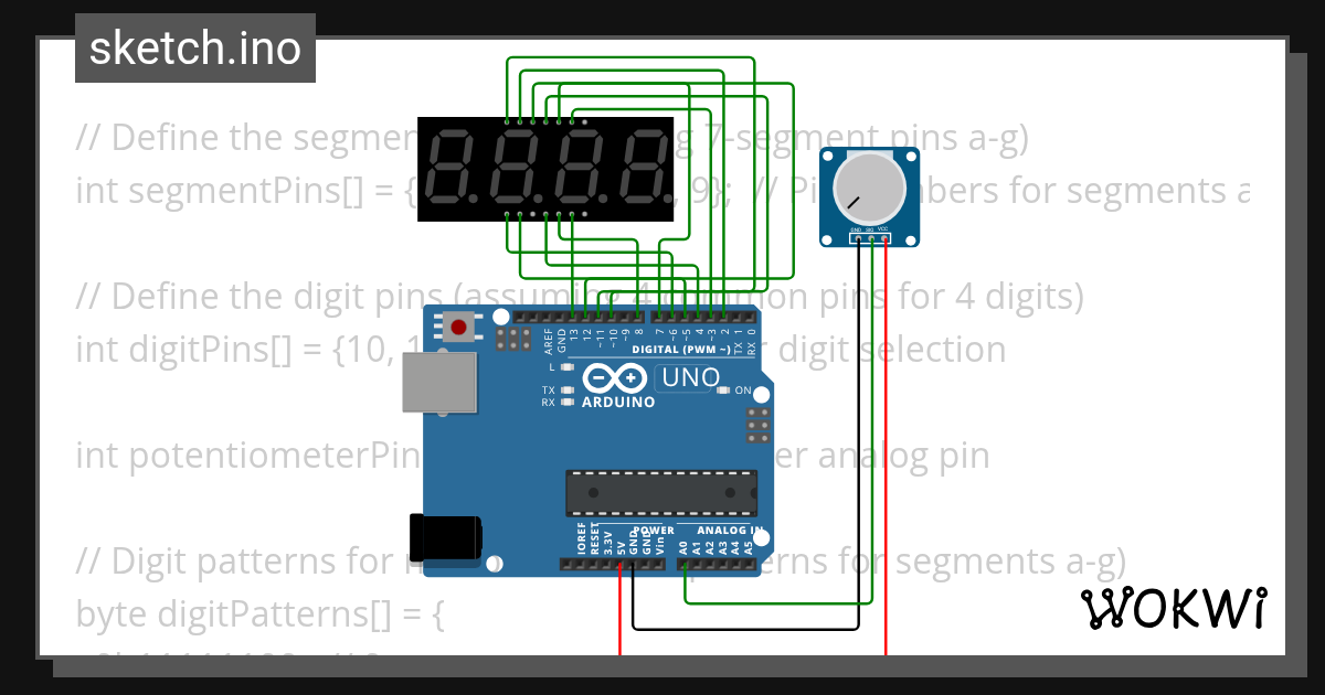 Seven segmen 4 digits - Wokwi ESP32, STM32, Arduino Simulator