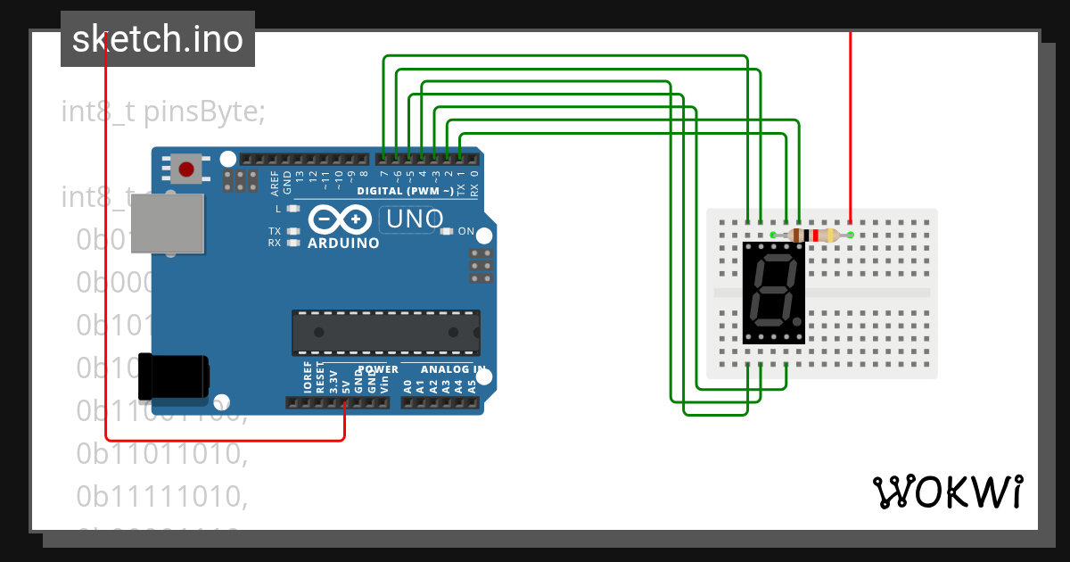 6. 7-segment display (Kozlov) - Wokwi ESP32, STM32, Arduino Simulator
