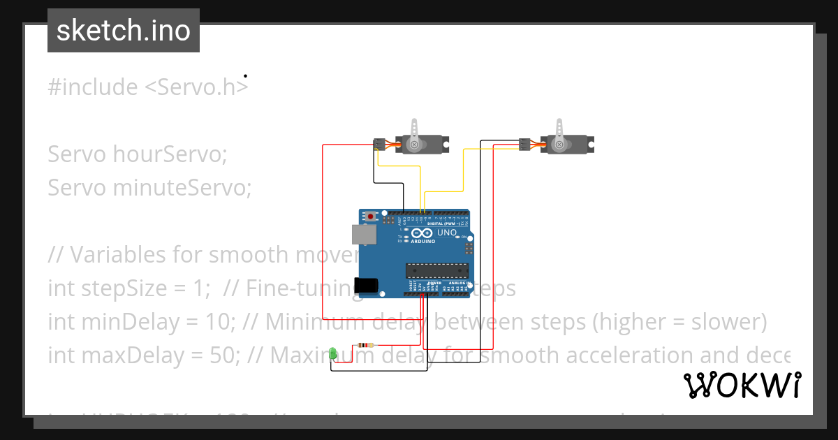 servos-klok - Wokwi ESP32, STM32, Arduino Simulator