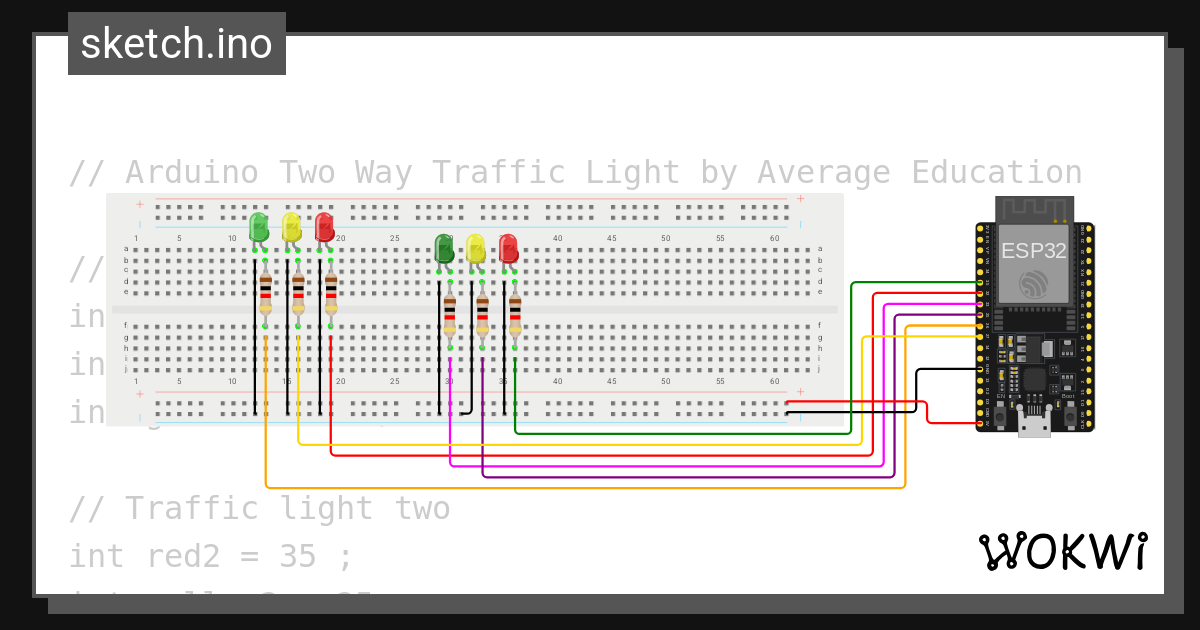 Dvosmerni Semafor1 12102024 Wokwi Esp32 Stm32 Arduino Simulator 8161