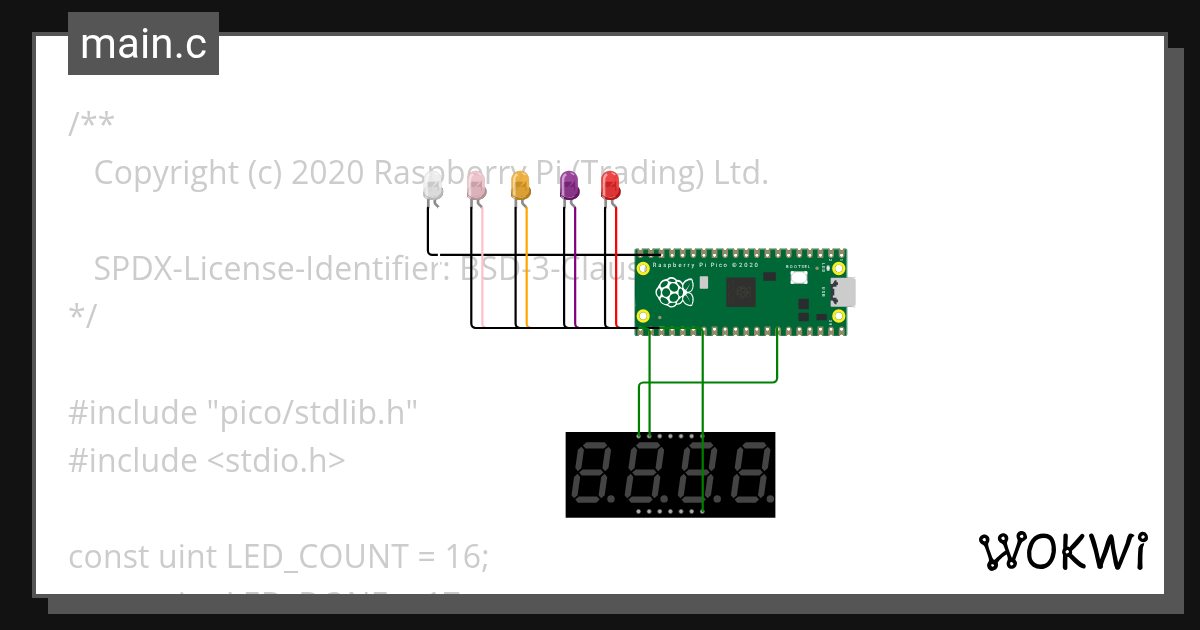 Pi Pico SDK countdown - Wokwi ESP32, STM32, Arduino Simulator