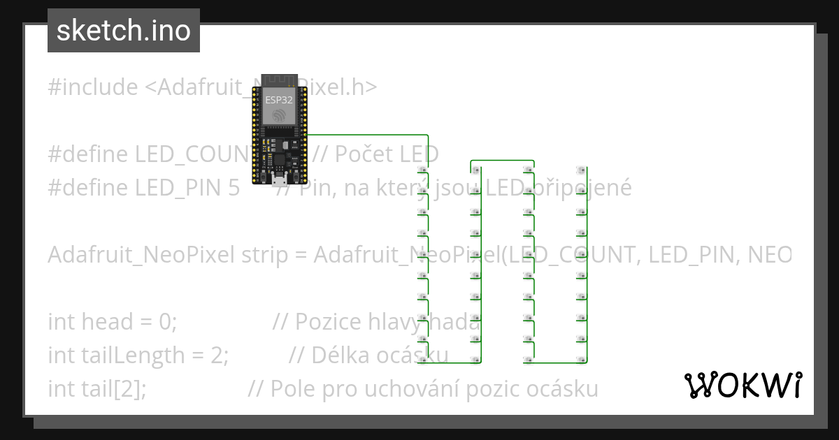 WLED Snakes - Wokwi ESP32, STM32, Arduino Simulator