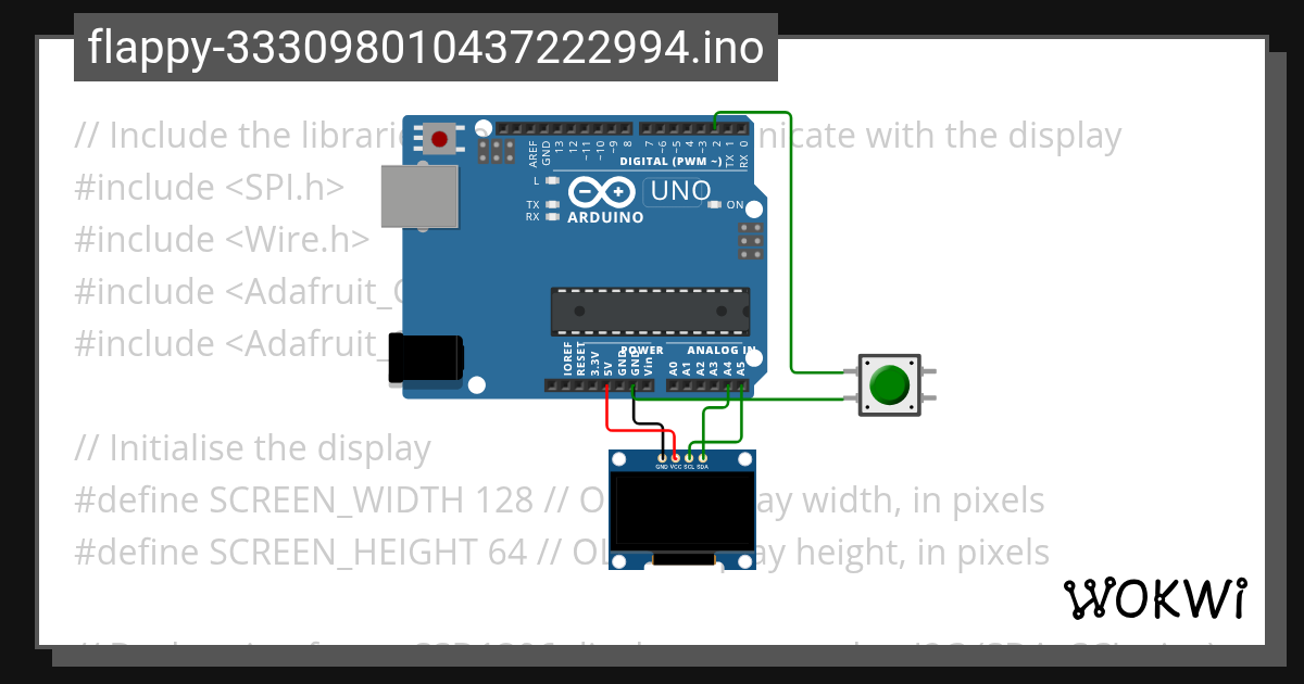 Flappy Bird Copy nano - Wokwi ESP32, STM32, Arduino Simulator
