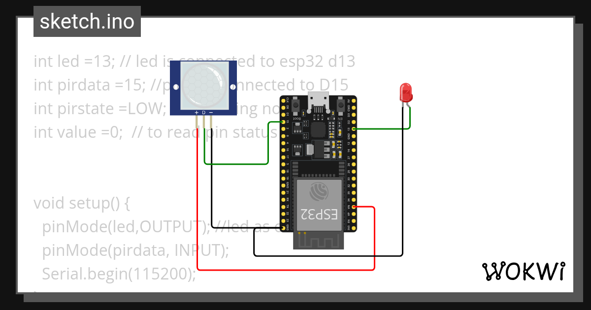 PIRsensor - Wokwi ESP32, STM32, Arduino Simulator
