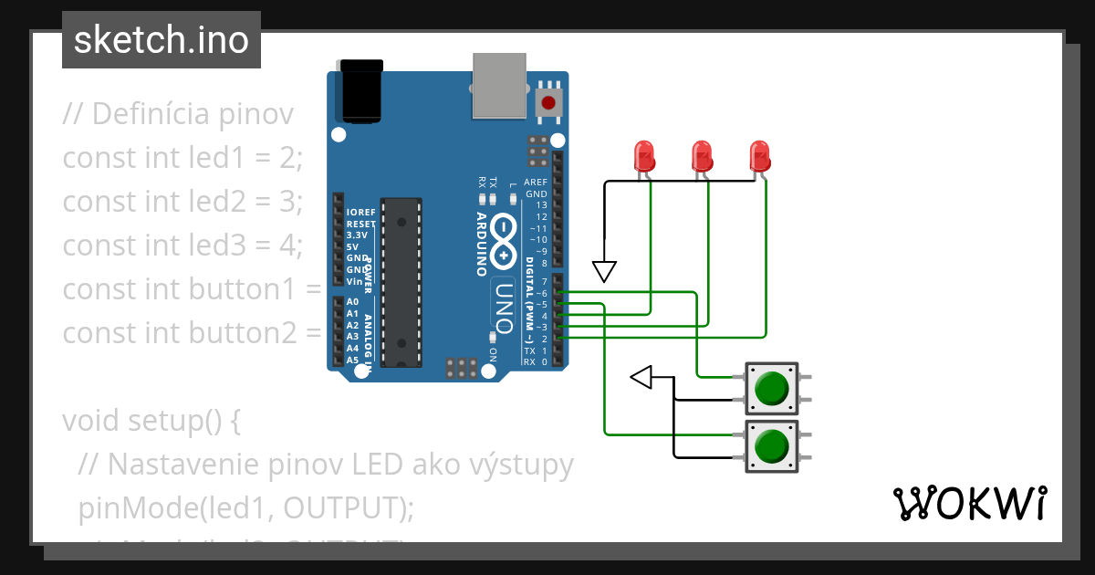 Svetelný Had Wokwi Esp32 Stm32 Arduino Simulator 6420