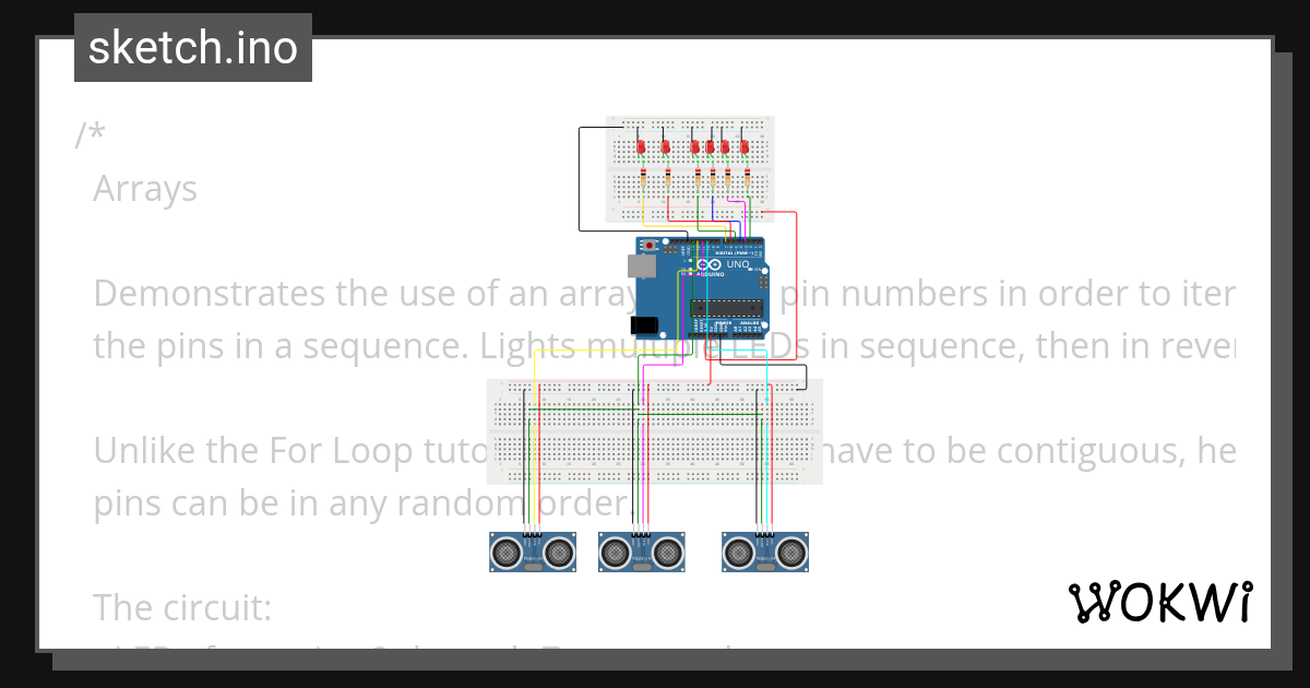Array With Leds And 3 Sonar Wokwi Esp32 Stm32 Arduino Simulator 5289